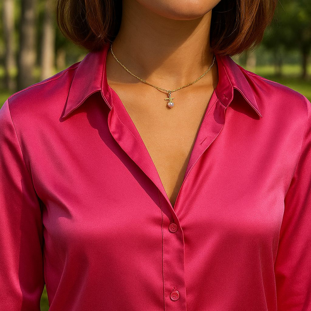 Collier ras de cou rose Yuna - nathalie pellet bijoux